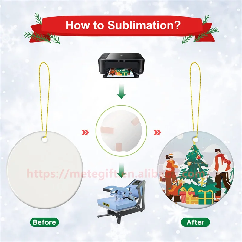 Usa Warehouse Double Sided Flat Diy Print Sublimated Round Heart Hanging White Blanks ...