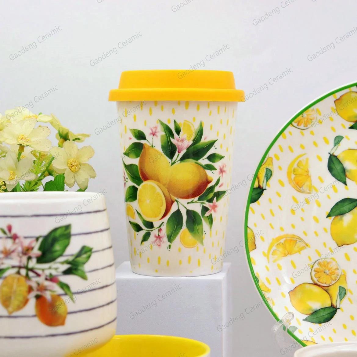Ceramic Dinnerware Set 2024 Hot-selling Custom Design Lemon Decal ...