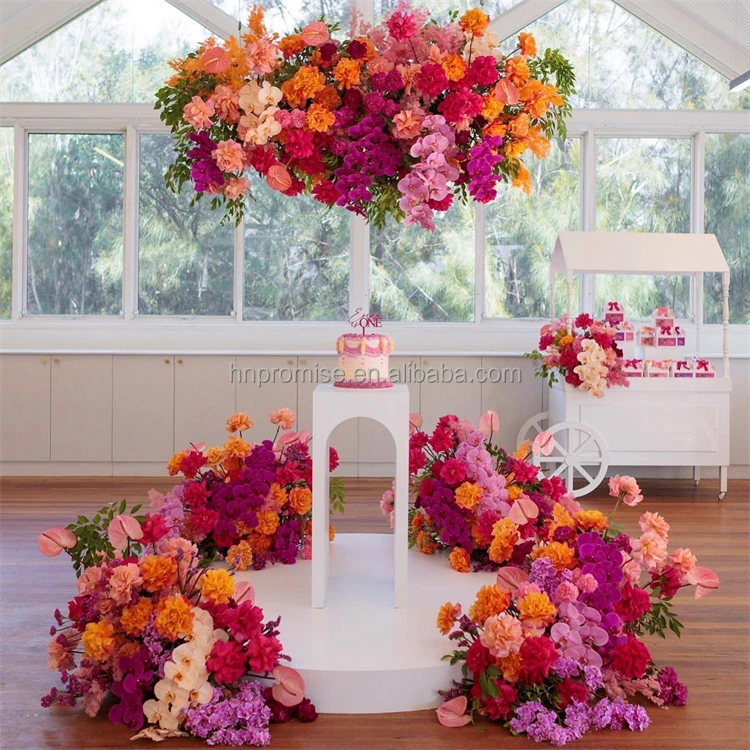 Promise Artificial Wedding Decoration Colorful Rose Runner Flower Silk ...