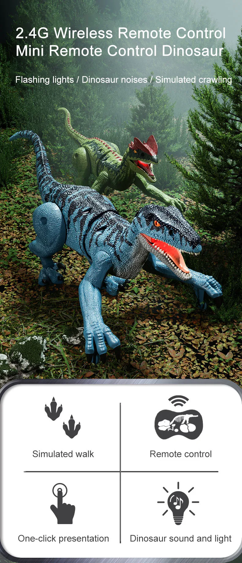 2.4g 5 Channels Jurassic Dinosaur Remote Control Toys Simulation ...