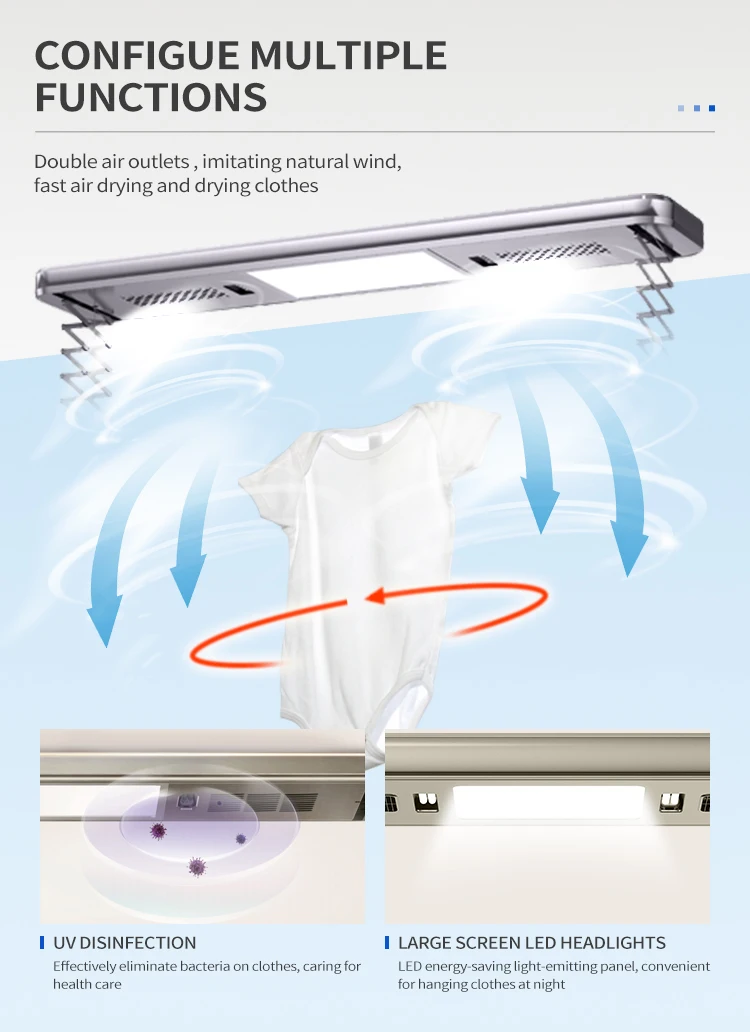 Retractable Electric Lifting Clothes Drying Rack Ceiling Mounted ...