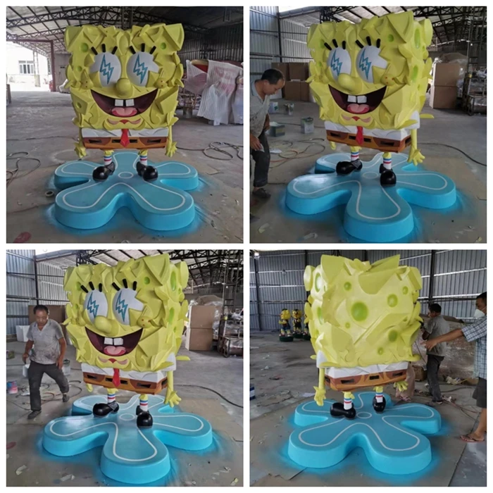Famous Cartoon Movie Character Life Size Fiberglass Spongebob Statue ...