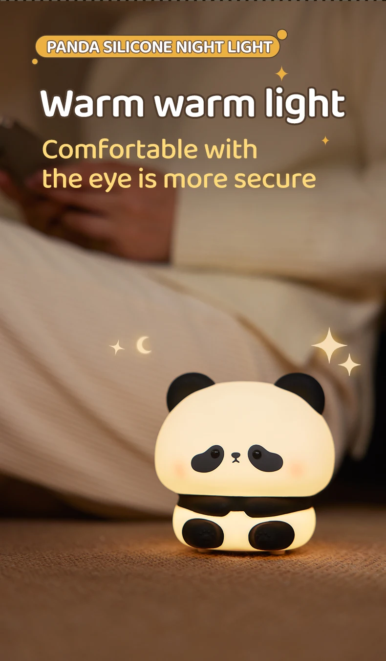 Baby Night Light Silicone - Cute Panda Lamp with Touch Sensor