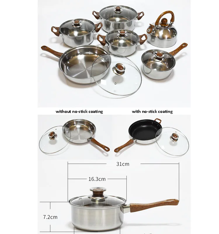 Wholesales Low Price Pots And Pans Set 12pcs Multi-function Stainless ...