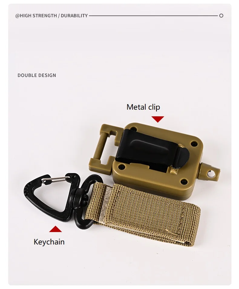 Tactical Camping Carabiner Clip Retractable Gear Retractor Keychain ...