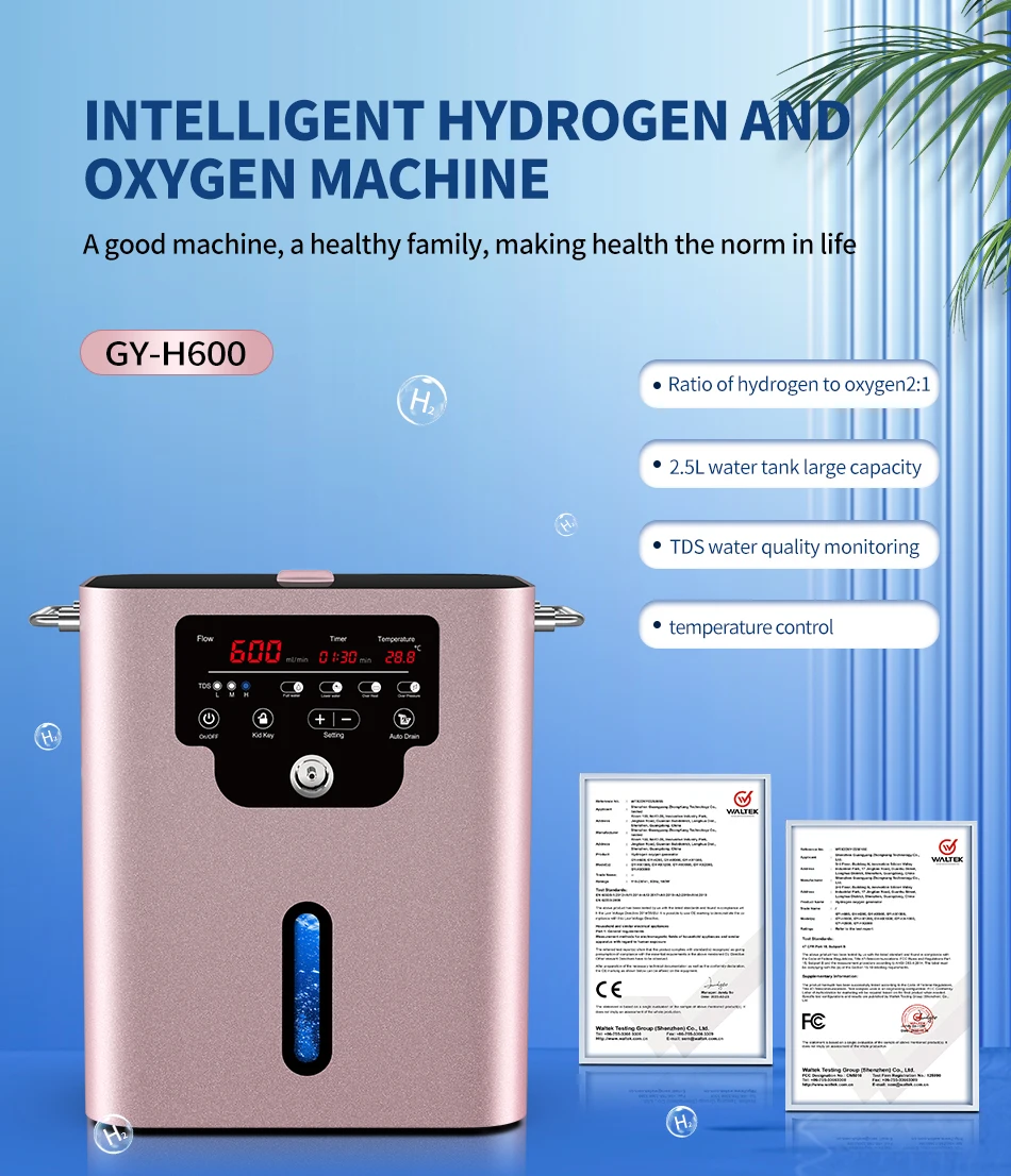 Portable Hydrogen Gas Inhalation 600ml Hydrogen Water Generator Maker ...