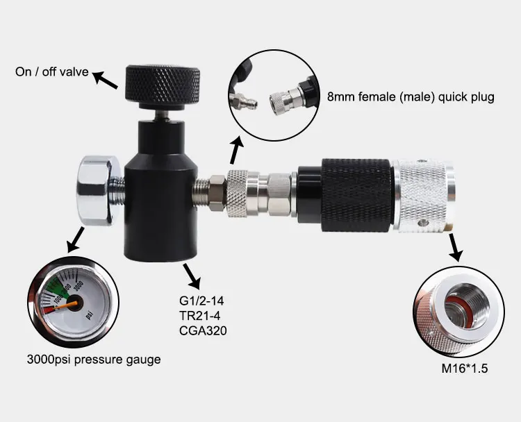PCP Airgun 88g 90g CO2 Cartridge Refill Adapter for Paintball Tank