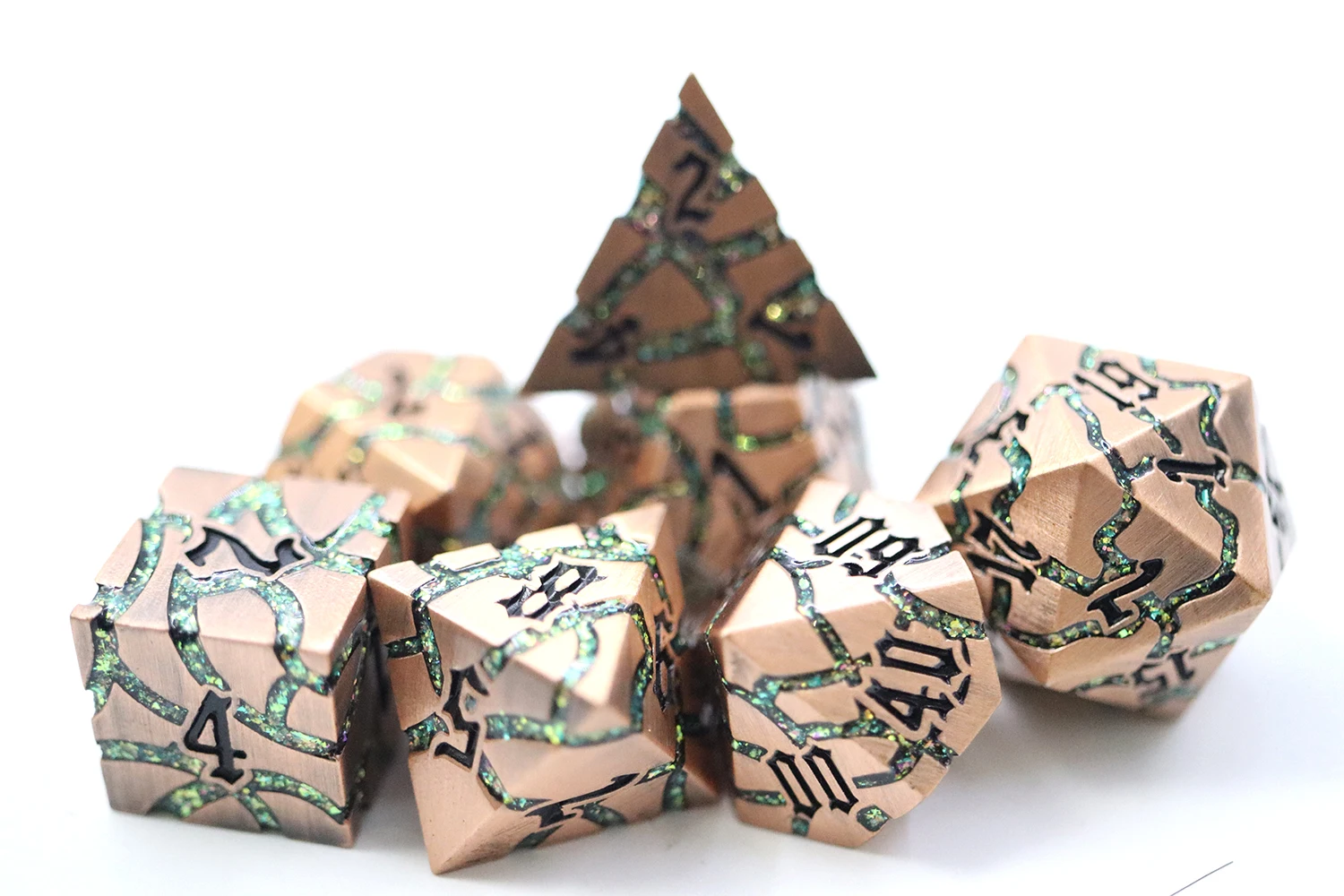 Newest Multi-colored Mica Glitter Cracked Sharp Edge Brass Metal D4-d20 ...