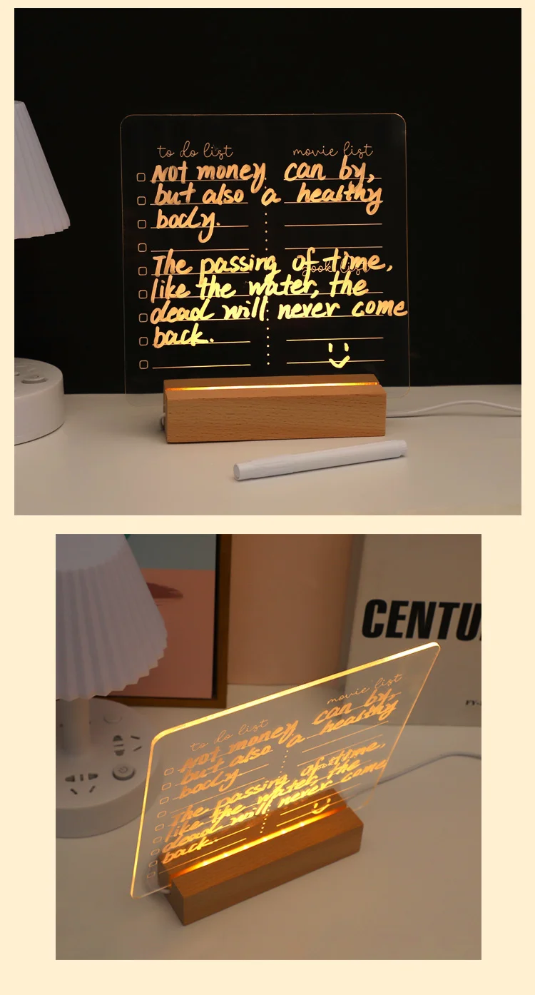New Desktop Note Board Creative Led Night Light Usb Message Board For ...