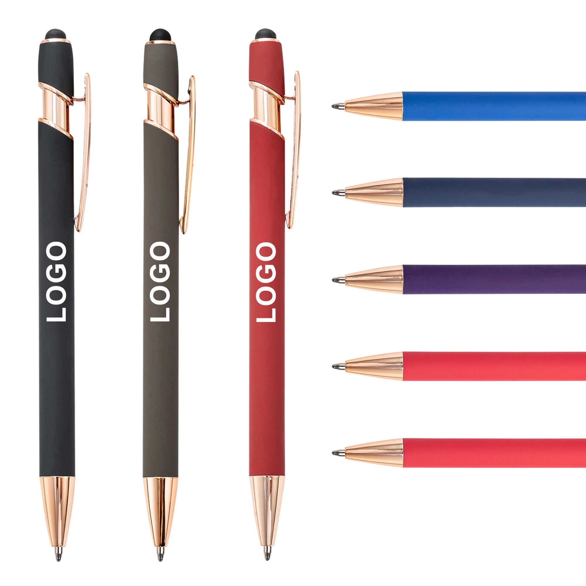 Bulk Soft Rubber Rose Gold Parts Metal Stylus Touch Ball Pen