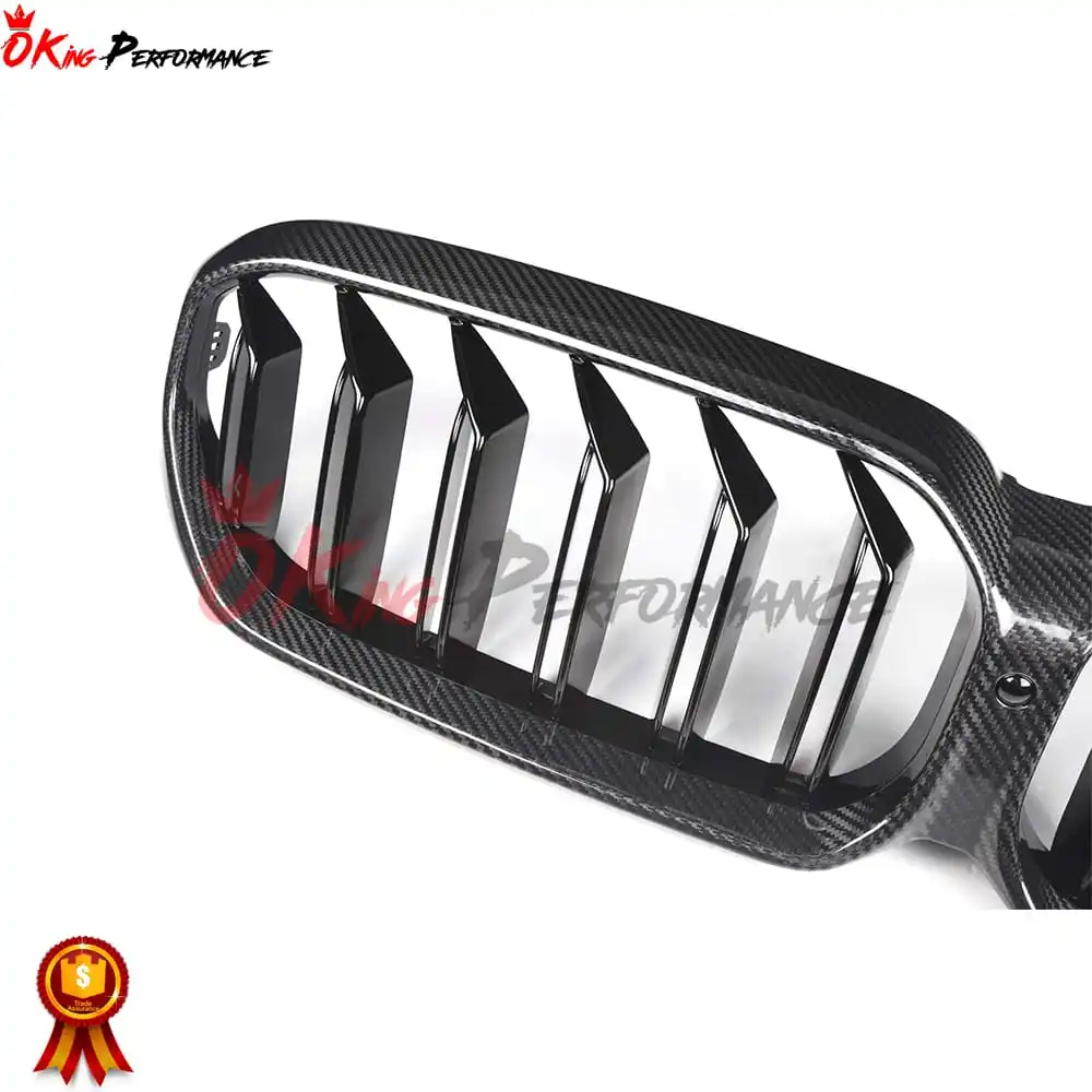 Dry Carbon Fiber Dual Slat Front Bumper Grille For Bmw 5 Series G30 Lci ...