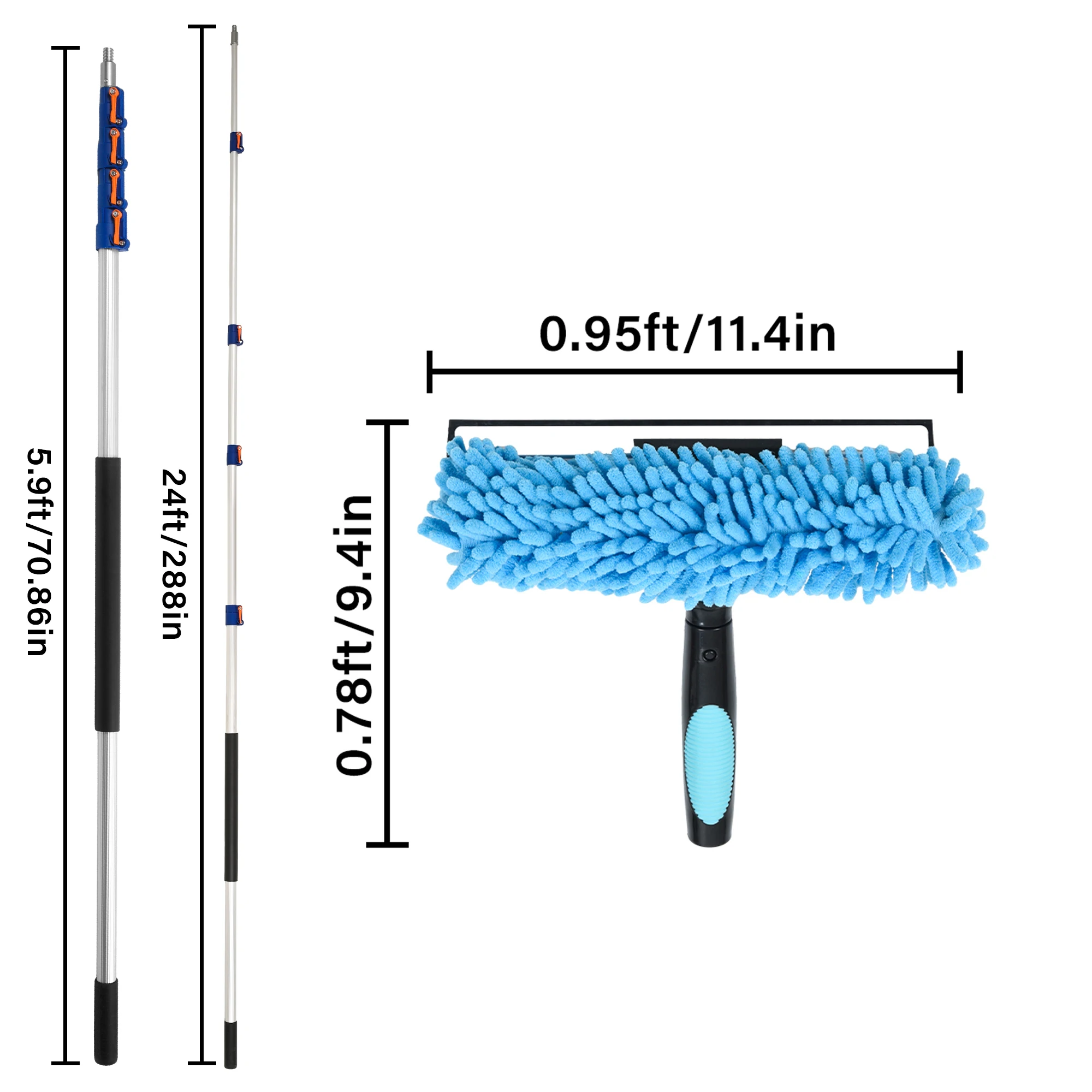 High Rise Telescopic Aluminum Rod And Window Cleaner Brush - Buy 24 Ft ...