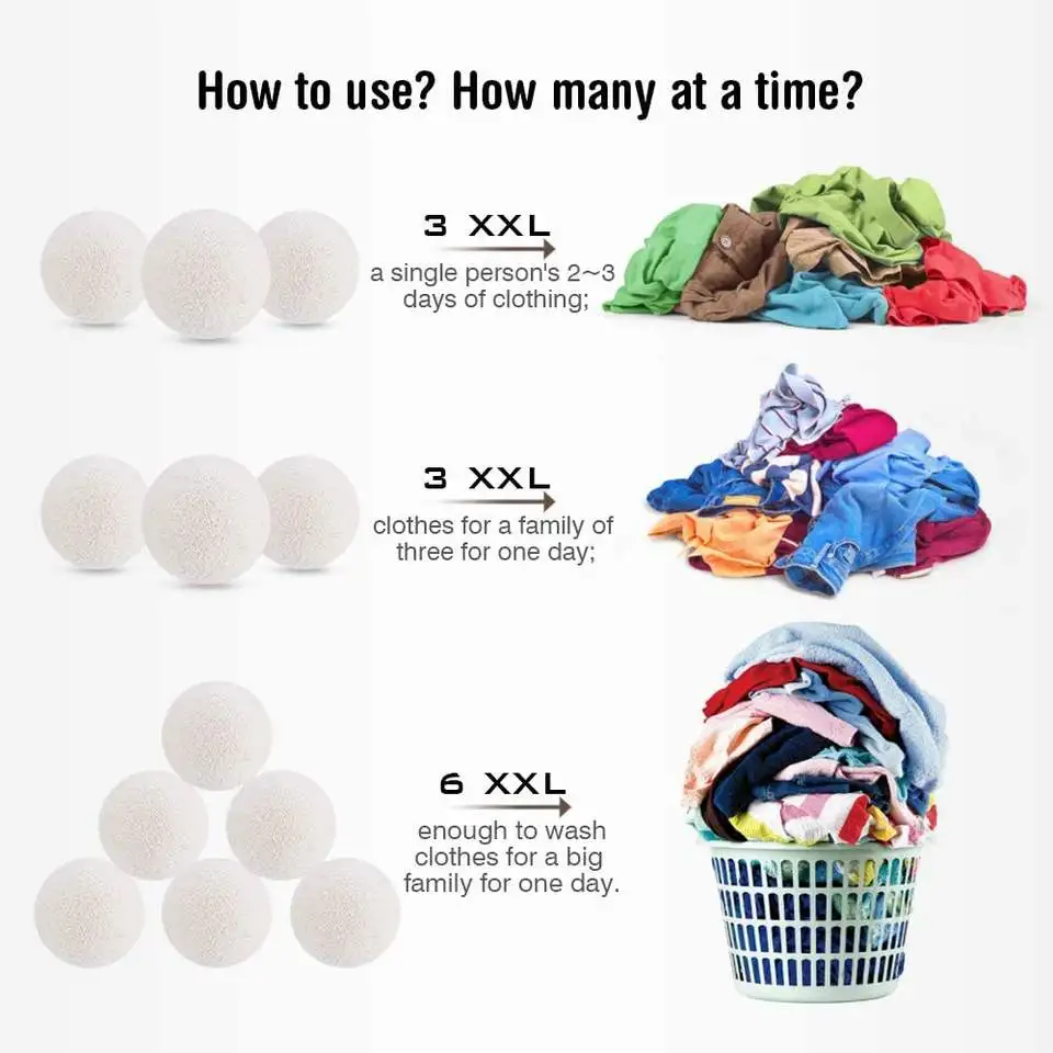 Organic Wool Dryer Balls - Shorten Drying Time & Reduce Static