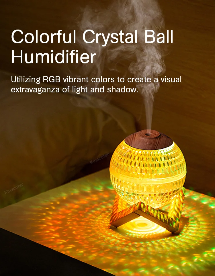 Crystal Ball Humidifier 350ML - Ultrasonic Colorful Light
