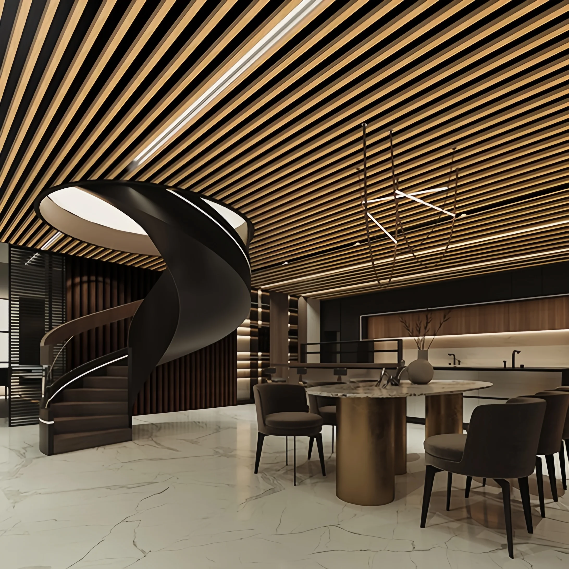 Waterproof WPC Faux Wood PVC Ceiling Panels for Modern Kitchens