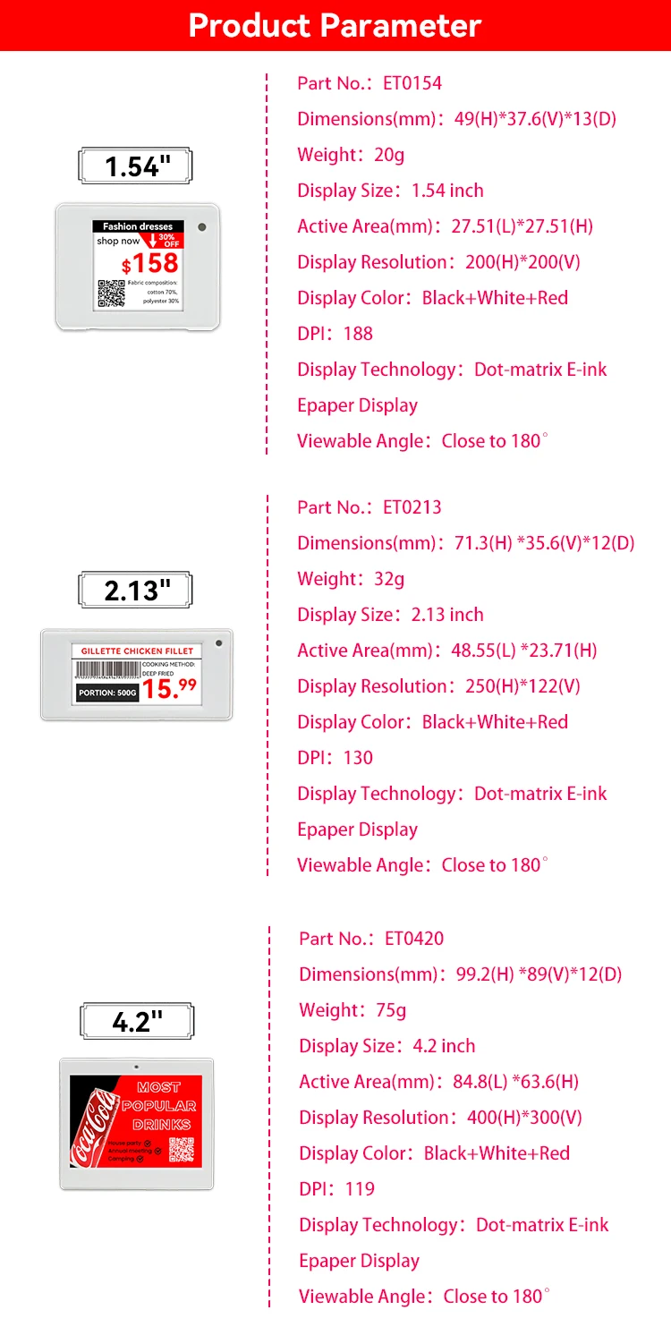 4.2" Digital Electronic Shelf Label Abs Material Retail Price Tag ...