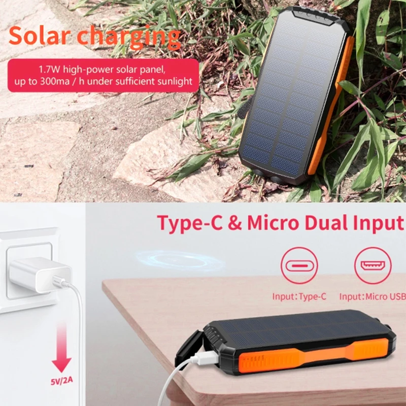 Factory Stock 16000mah 2000mah Waterproof Portable Wireless Solar Power ...