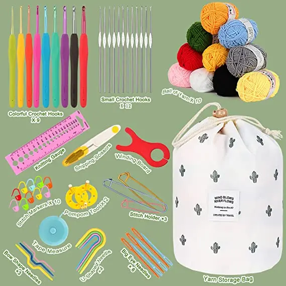 64-piece Colorful Crochet Tool Kit Needles Hook Aluminum Diy Knitting ...