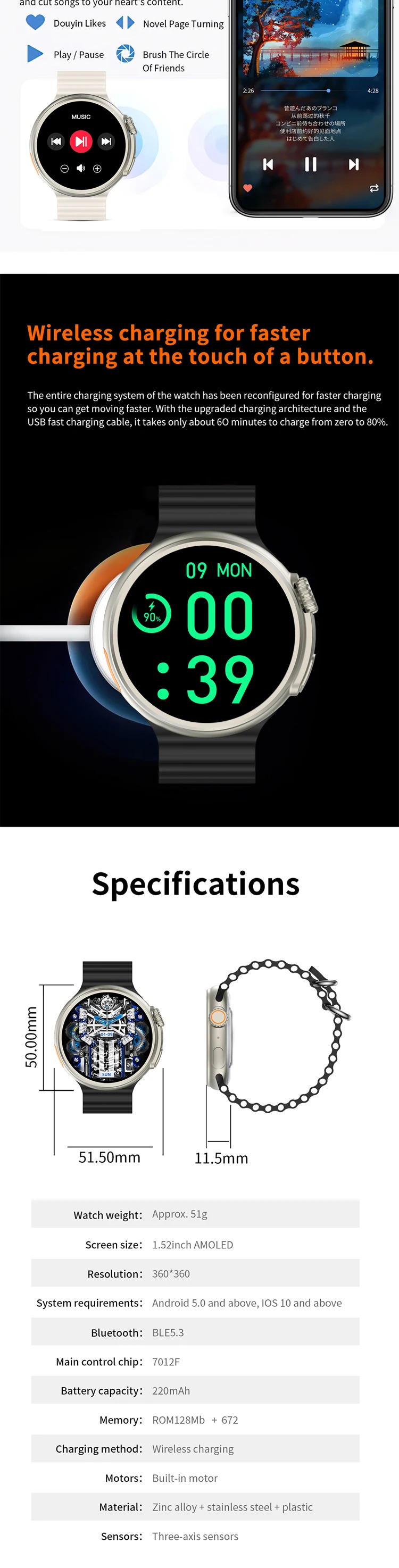 Z78 Ultra Smartwatch Rotating Bt Call Reloj Smart Watch With Wireless ...