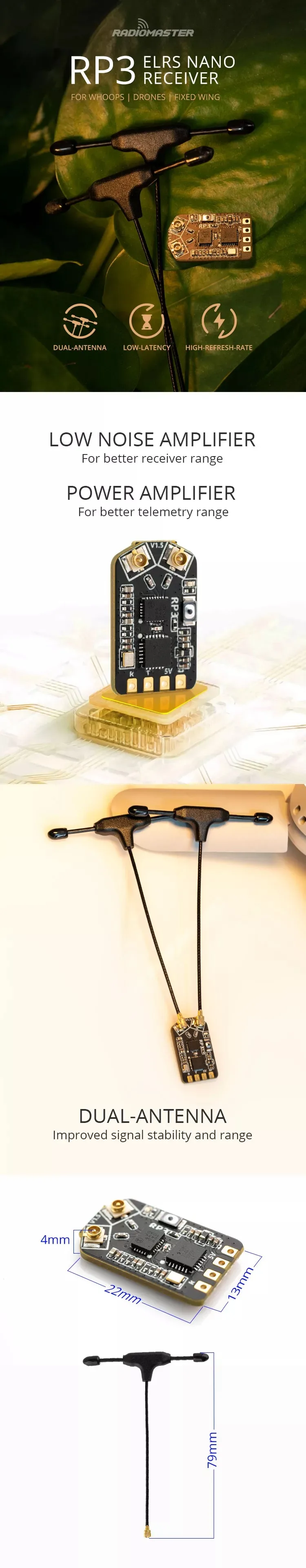 Radiomaster RP3 Diversity Expresslrs 2.4GHZ Nano Receiver