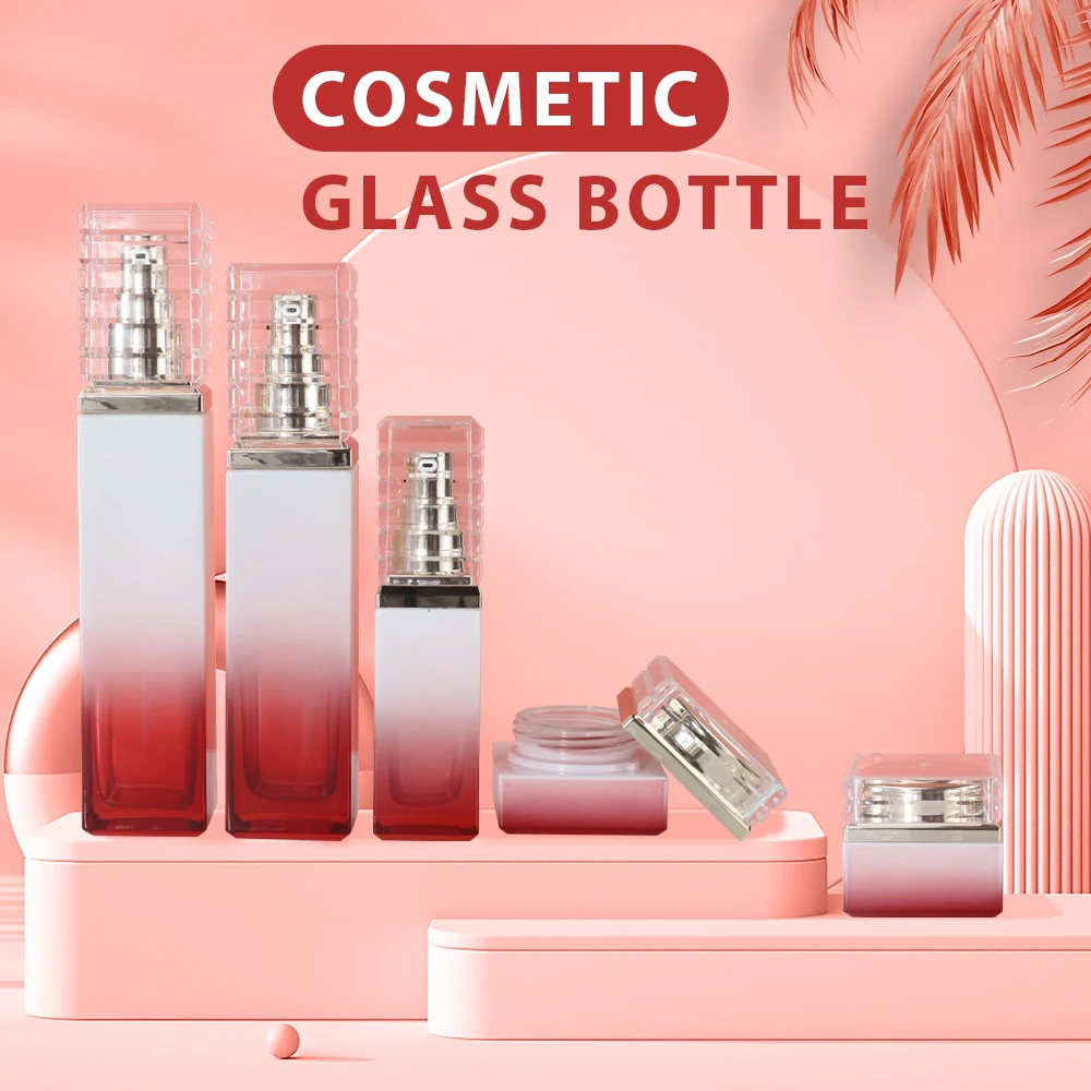 Luxury Red Skin Care Packaging Bottle Cosmetic Glass Bottle Packaging ...