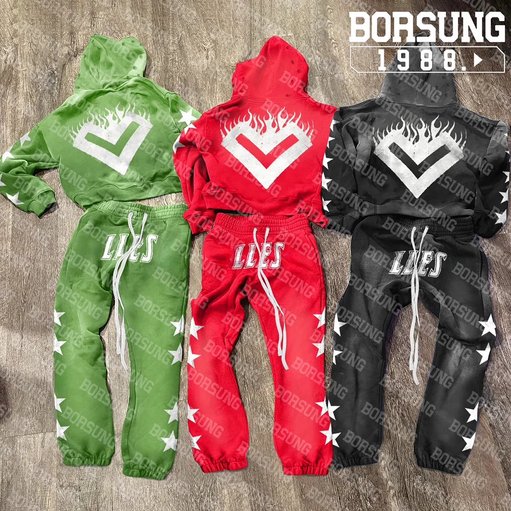 High Quality Custom Logo Unisex Sweatsuits Gym Stacked Sweatpants ...