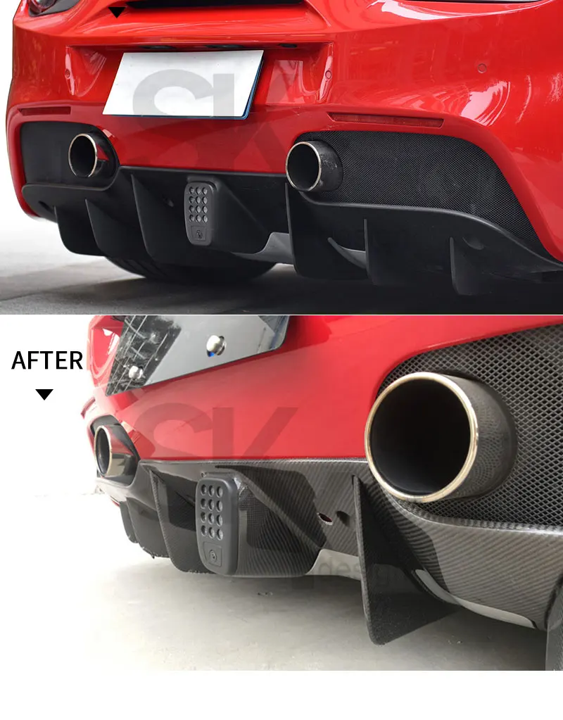 Sky Design Carbon Fiber Rear Diffuser For Ferrari 488 Gtb Spyder Dry ...