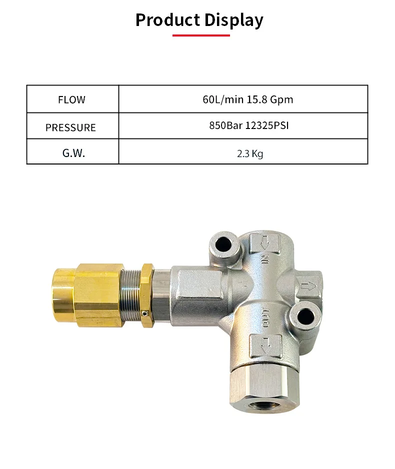High Pressure Water Pump Unloader Bypass Regulating Valve Flow 60L/min ...