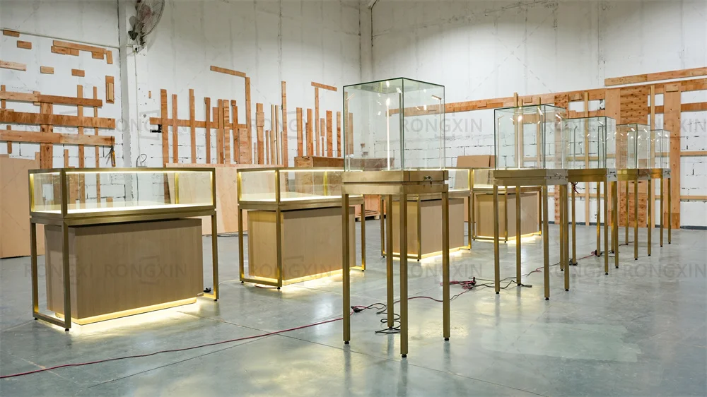 Retail Store Design Wooden Tempered Glass Reception Counter Display ...