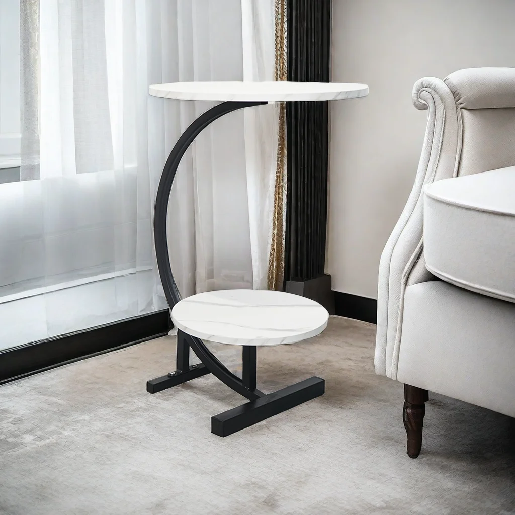Modern Design Double Marble Tea Side Table Sofa Bedside Magazine Rack ...