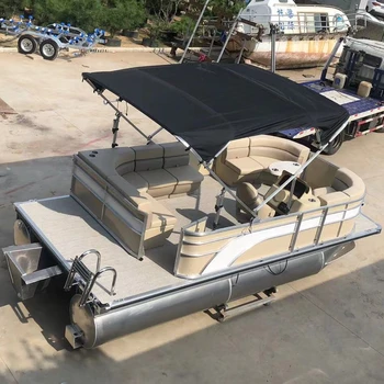 Offshore Pontoon Boat 5.8m 19ft Aluminum Welded Family Water Happy Time ...