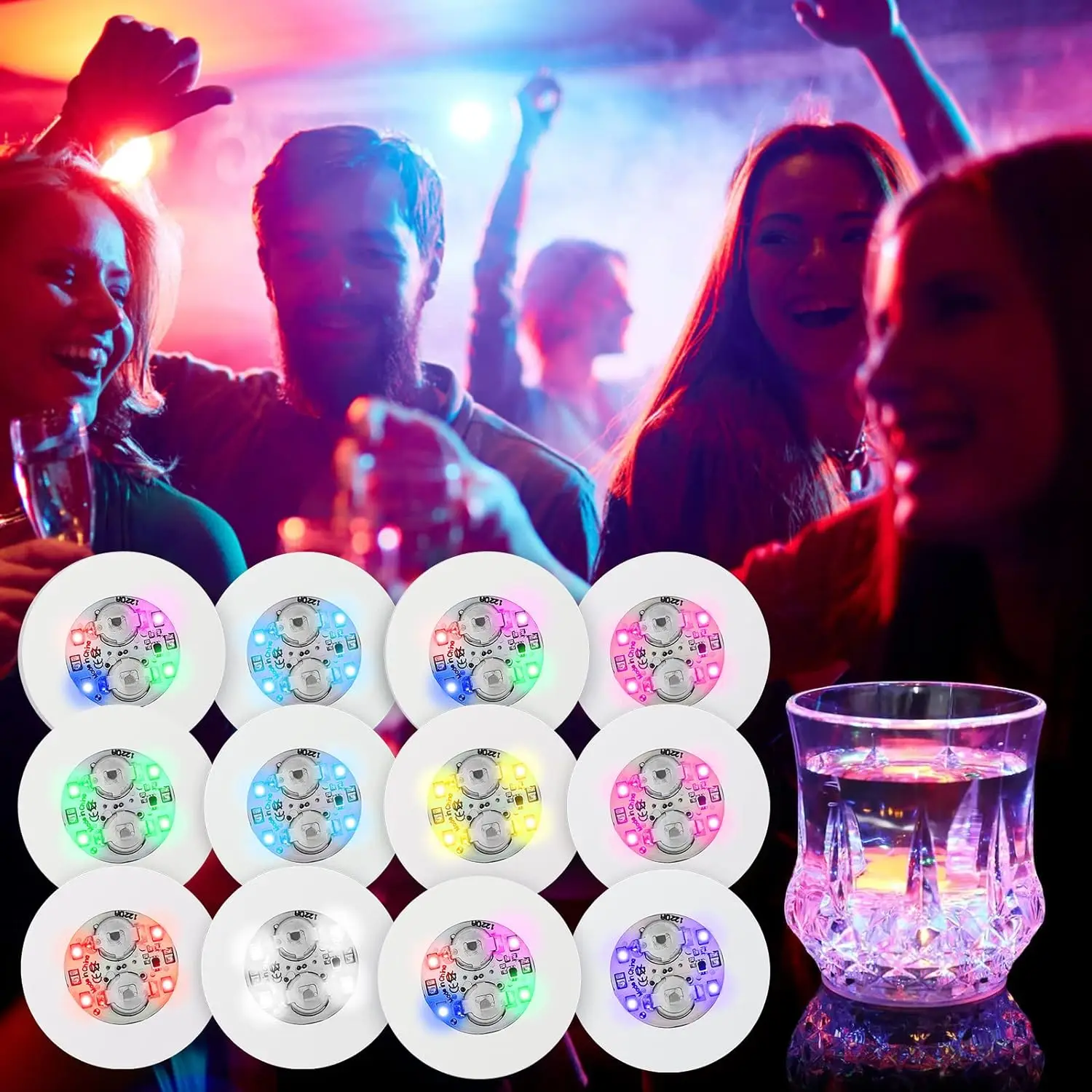 Rgb Colorful Bottle Lights Sticker Coaster Discs Led Bottle Luminous ...
