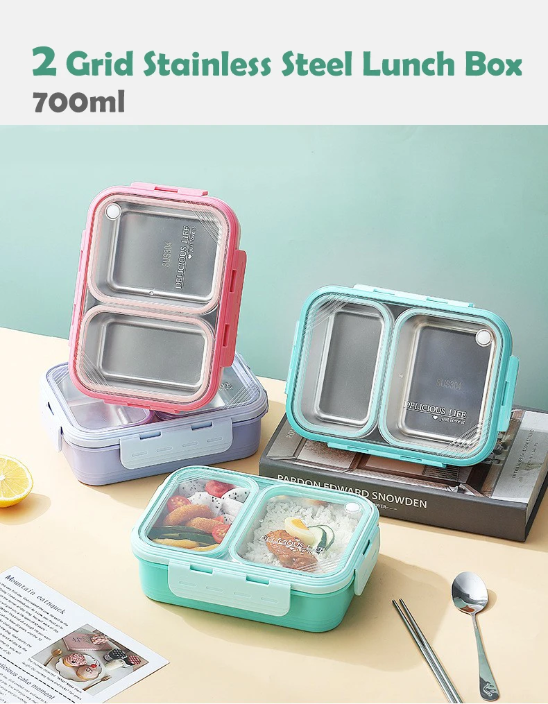 Wholesale 2 Compartments Plain Metal 304 SUS Stainless Steel Children ...