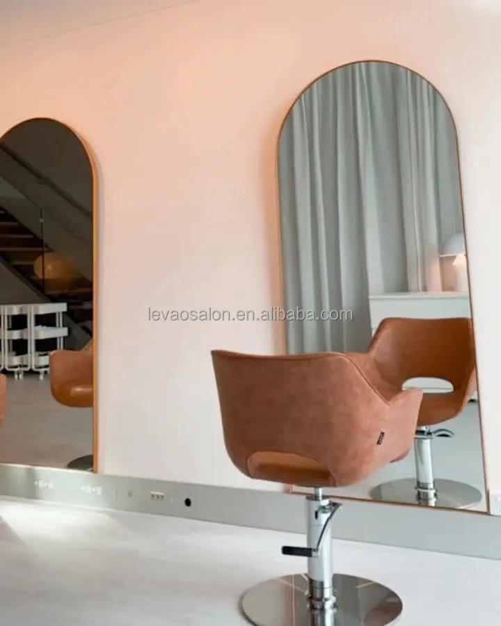 Luxury Full Length Single Side Led Barber Shop Station Furniture Set ...