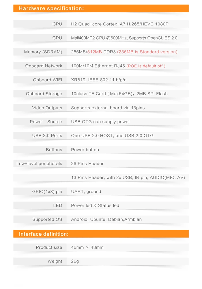 Orange Pi Zero Lts Set:orange Pi Zero Lts 512mb+protective White Case ...