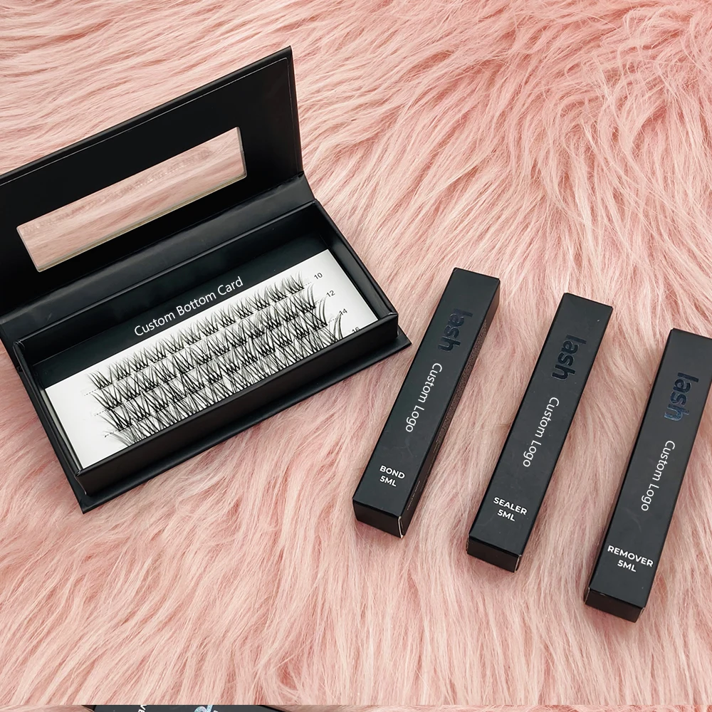 Cluster Lash Set Custom Logo Wholesale Private Label Faux Mink Fluffy D ...