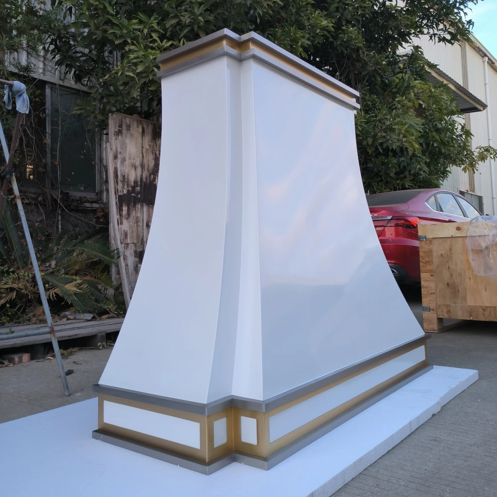 Custom White Paint Stainless Steel Kitchen Hood Cover