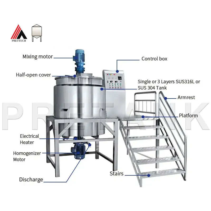 Factory Customized Capacity Double Jacketed Mixing Tank Equipment ...