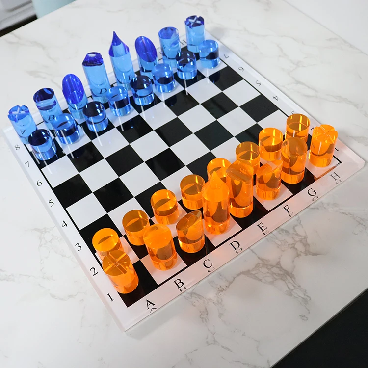Clear Acrylic Chess Set Board With Chessboard And Chess Checkers Pieces ...