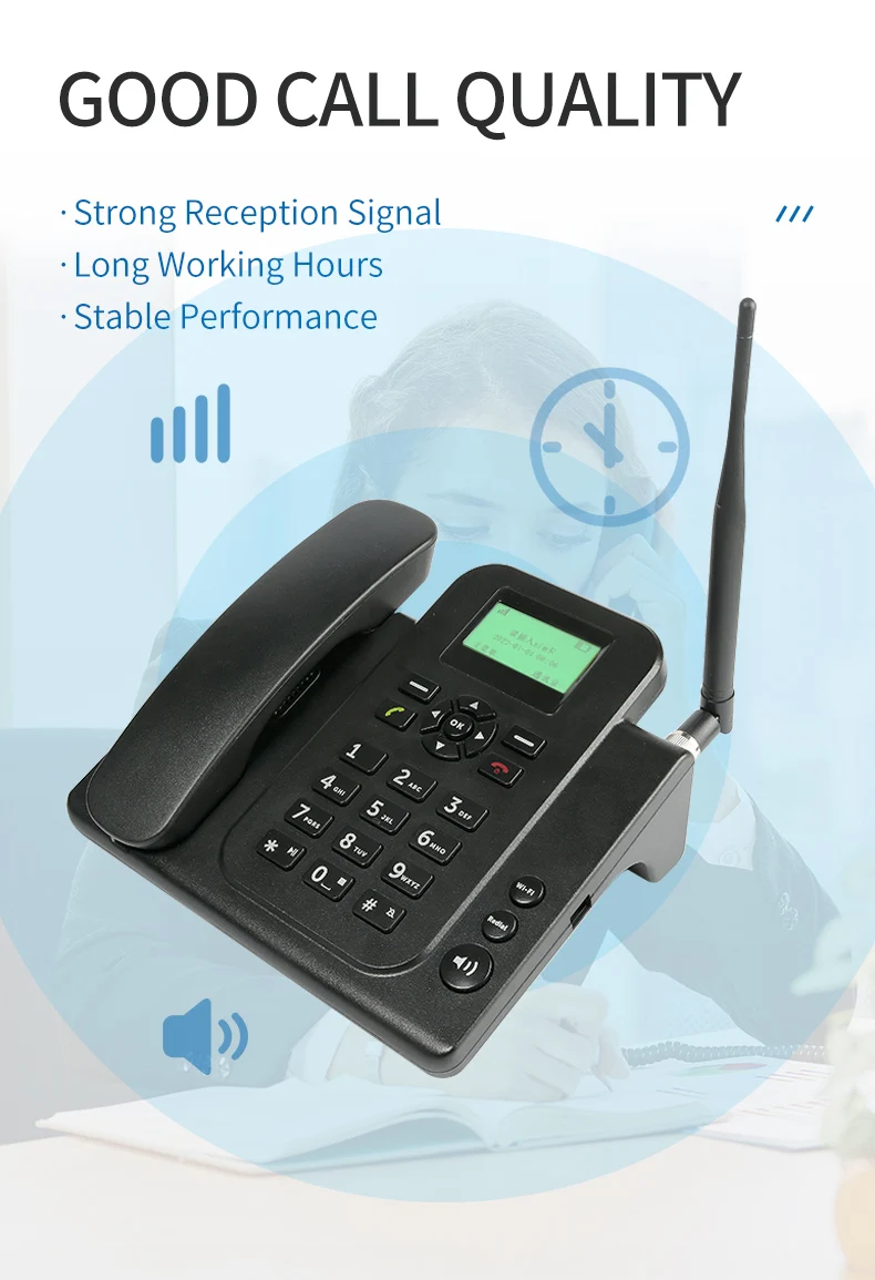 SIM Desk Phone for Home Office Hotel Bank FWP LTE GSM 4G Volte Call 2.4 ...