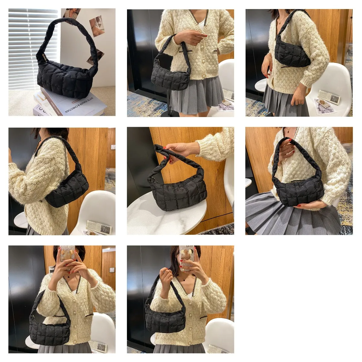 2022 New Zipper Cloud Bags Padded Shoulder Bag For Women Pleated Pu ...