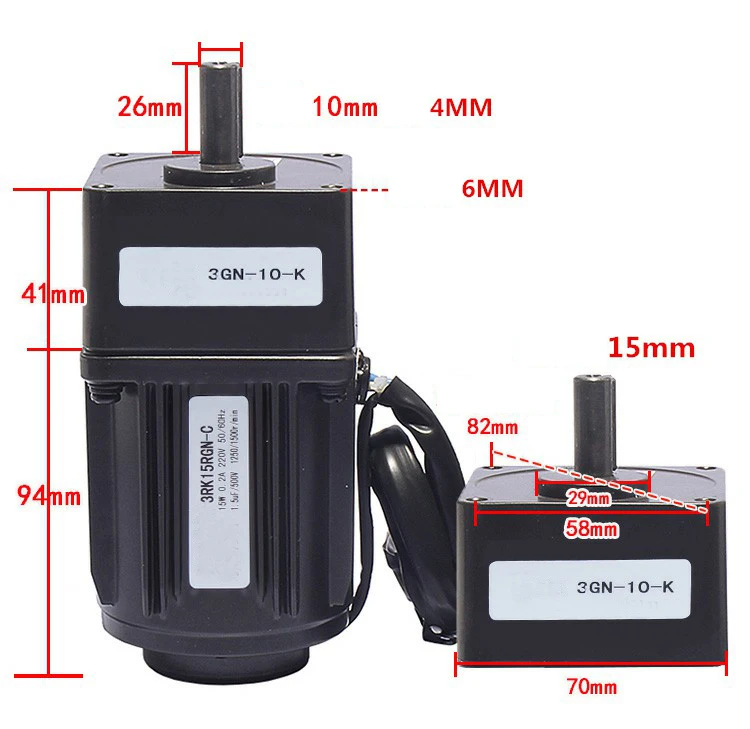 15w 110v 220v High Torque Low Rpm 1ph 3ph Speed Adjustable Ac Gear ...