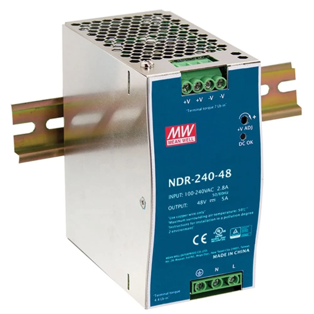 MEAN WELL NDR-240-24 24V 10 Amp 240W Industrial DIN Rail Power Supply ...