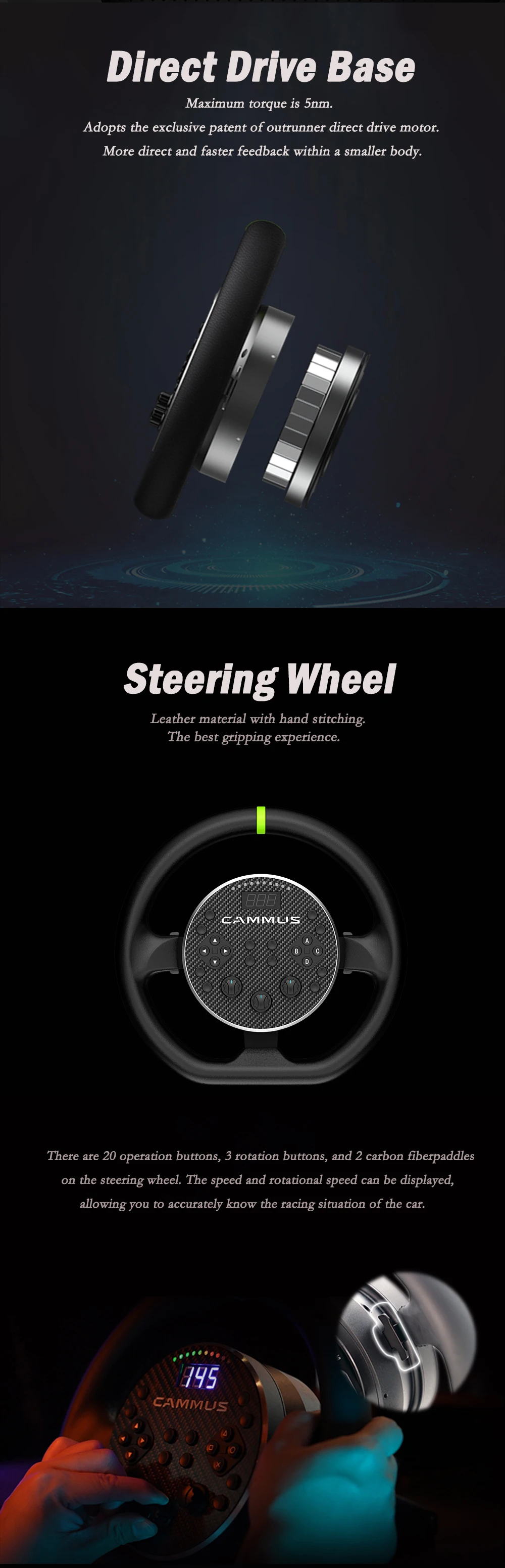 Cammus C5 Direct Drive 5nm Base Gaming Steering Wheel 2 In 1 Driving ...