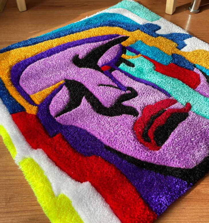 Abstract Colorful Fluffy Tufted Mat Wall Hanging Rug Area Rug Custom ...