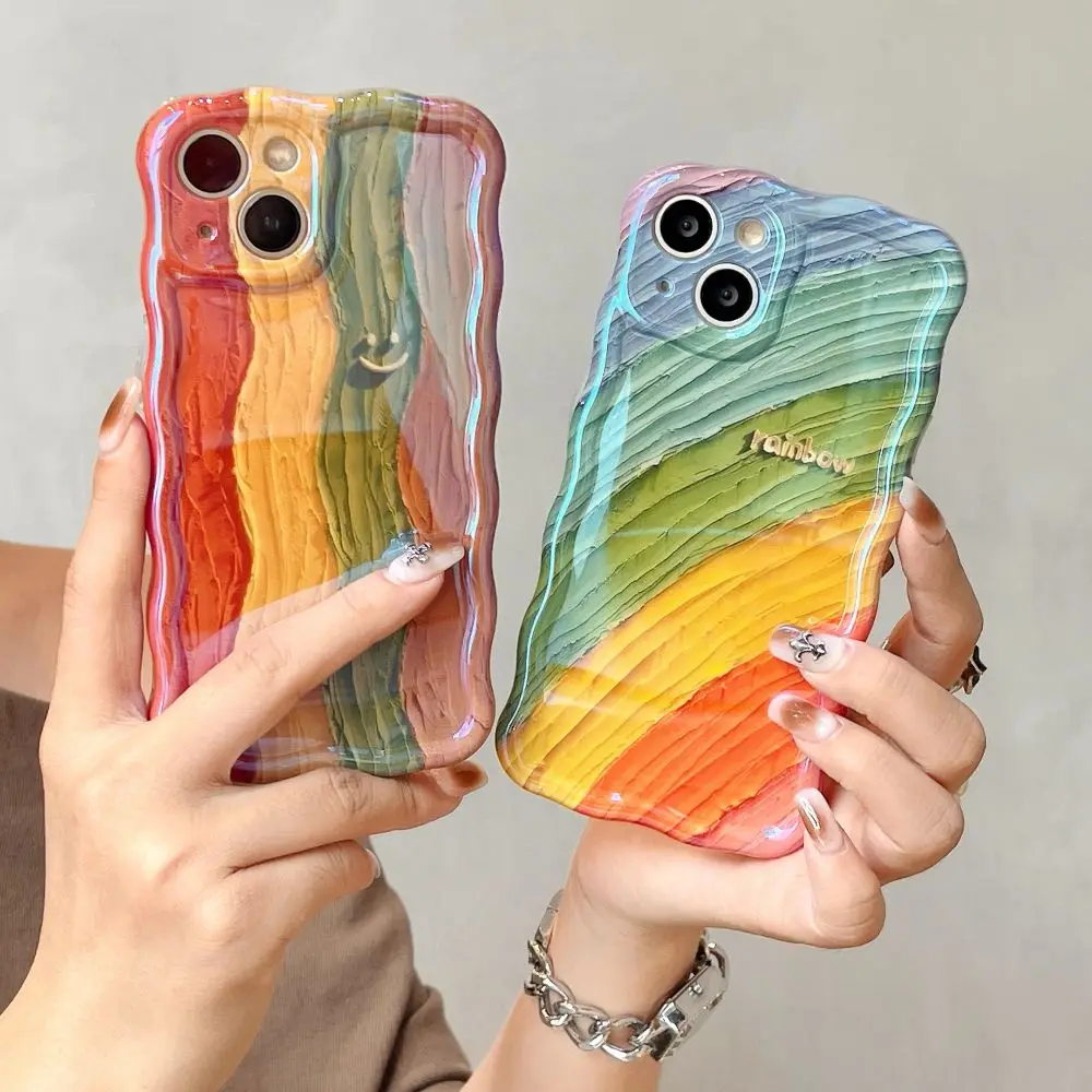 Imd Flower Glossy Mobile Phone Cases For Iphone 15 Luxury Wave Design ...