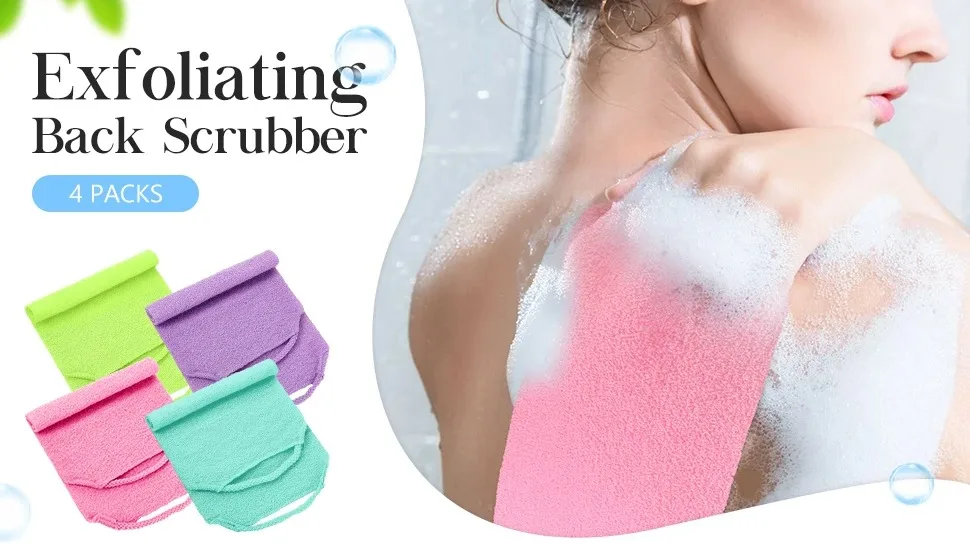 Exfoliating Back Scrubber With Handles Nylon Extended Length Back ...