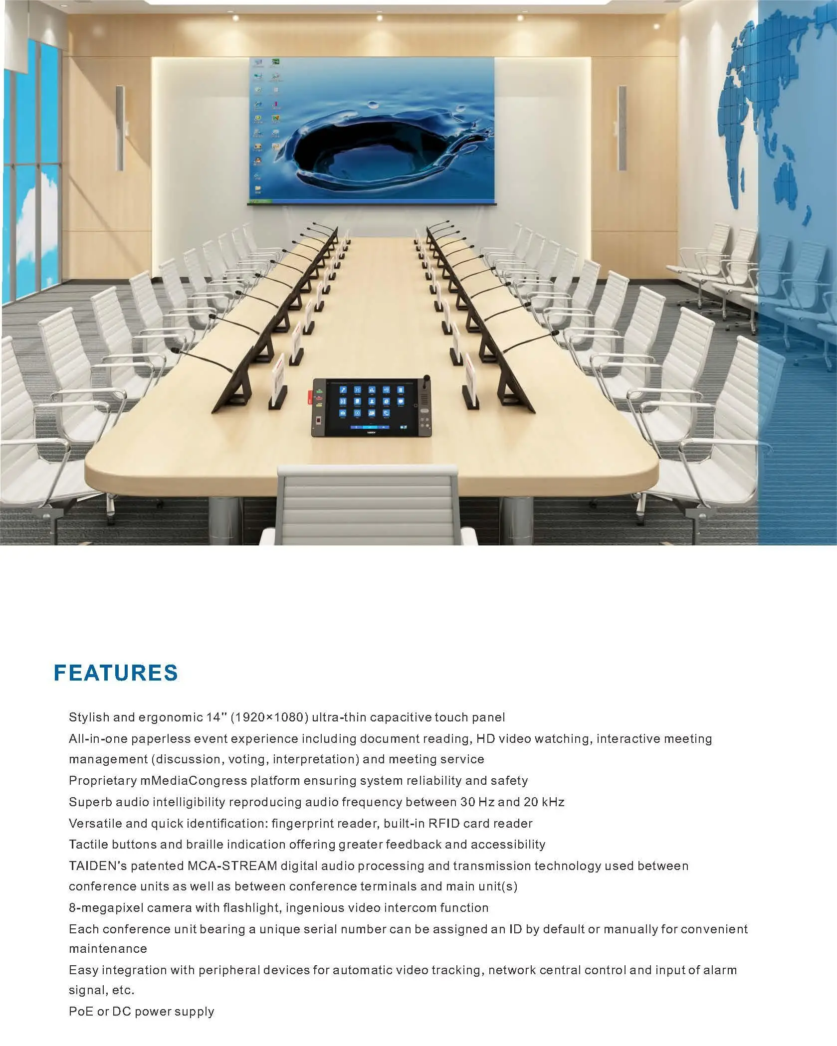 TAIDEN HCS-8638ADE/50 Paperless Multimedia Congress Terminal