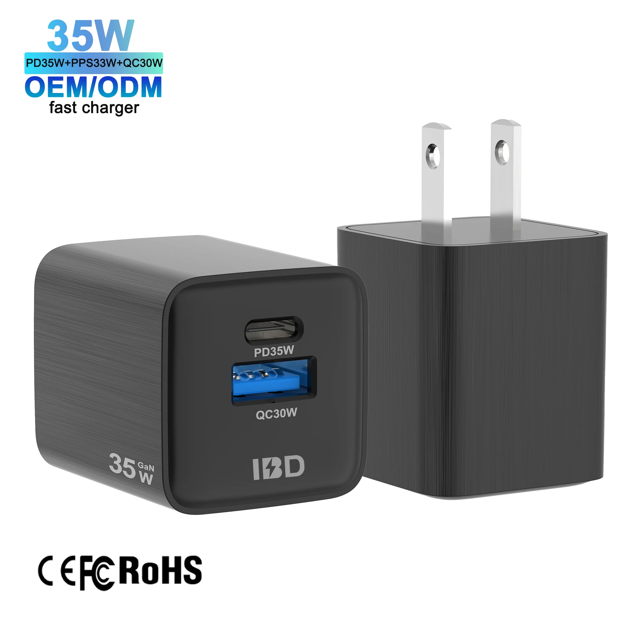 Ibd Mini Gan Pd 3.0 35w Pps 33w Qc 30w 20w Fast Charger Usb Type C Eu ...