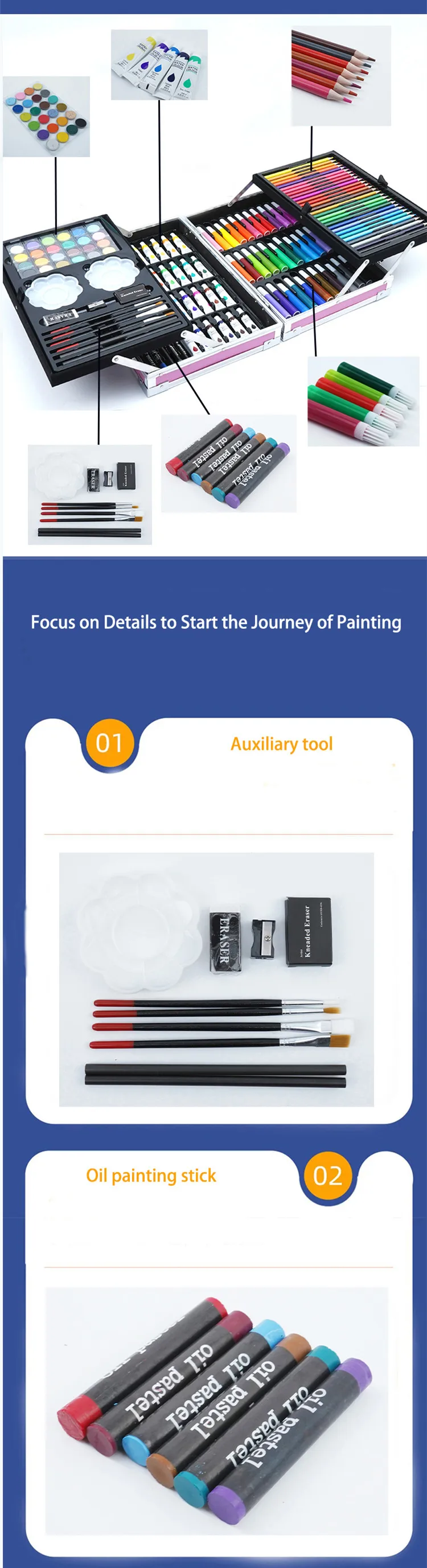 Deluxe Art Kit - 145 Pieces Portable Painting Set for Kids